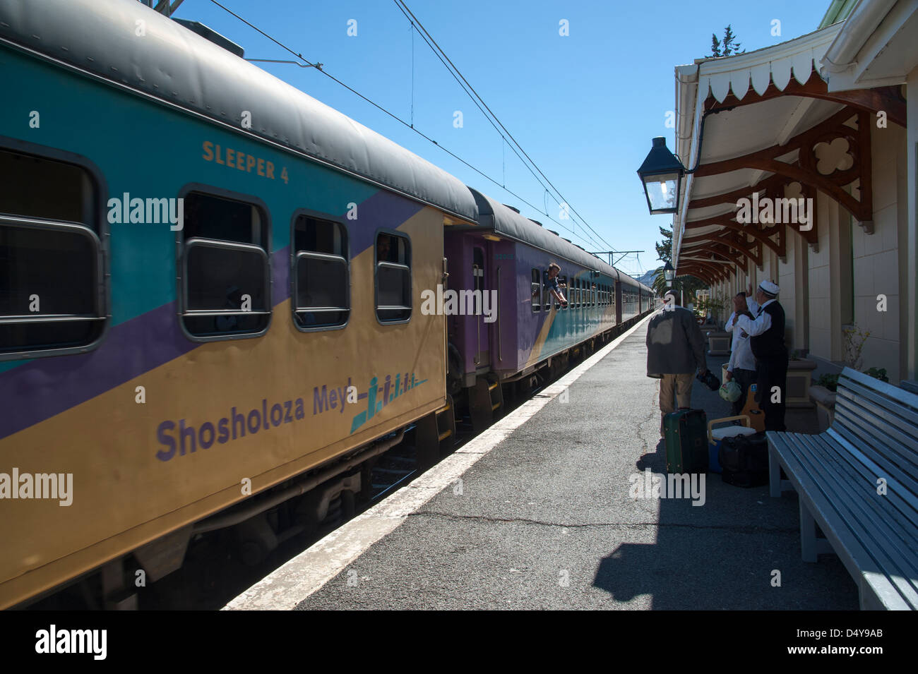 The Shosholoza Meyl train arrives at Matjiesfontein Station in the ...