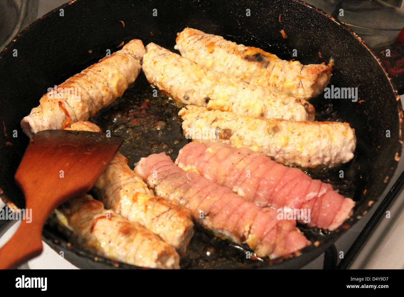 image of process of cooking of chops on the pan Stock Photo - Alamy