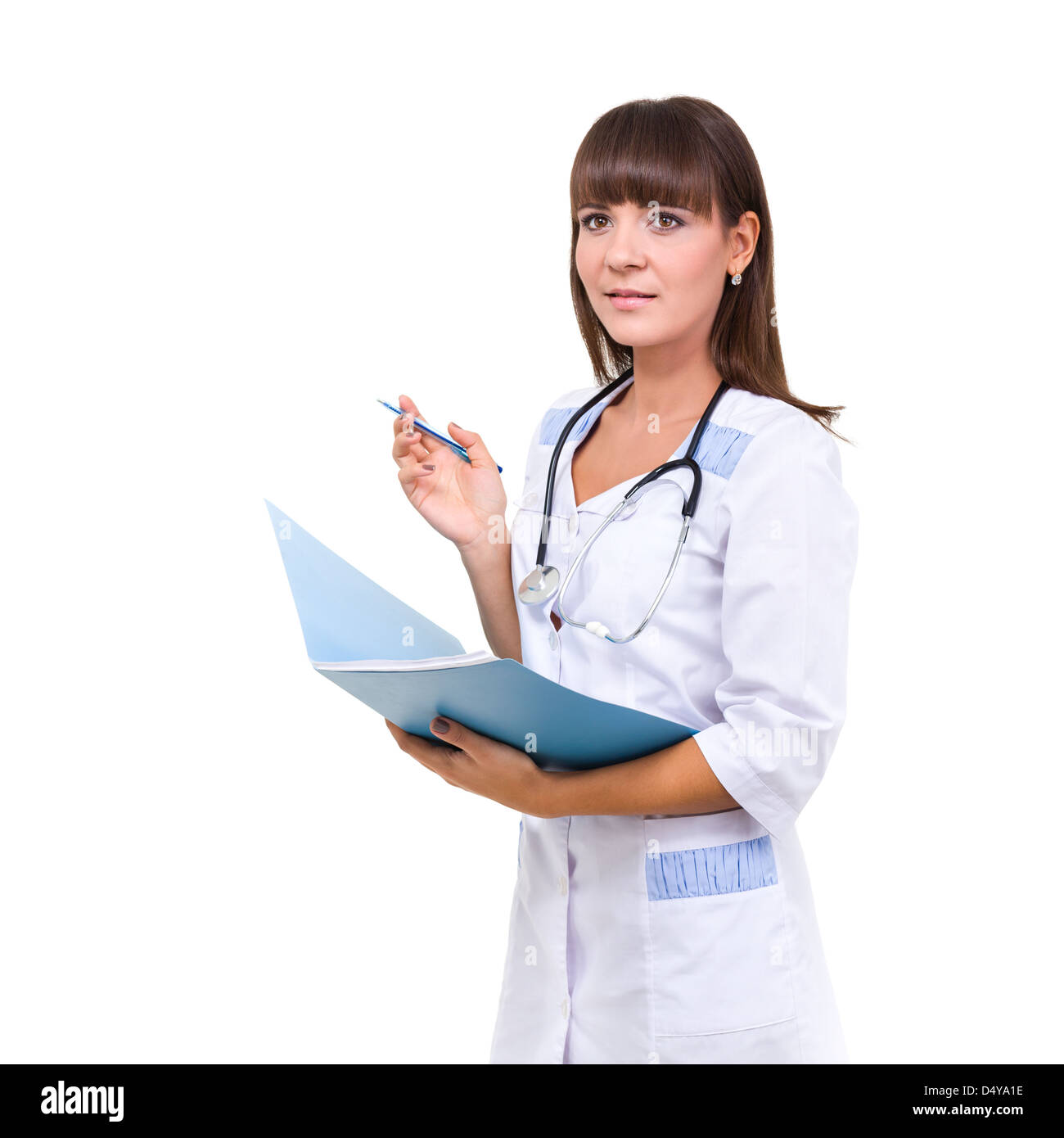 medical doctor woman with stethoscope and folder Stock Photo - Alamy