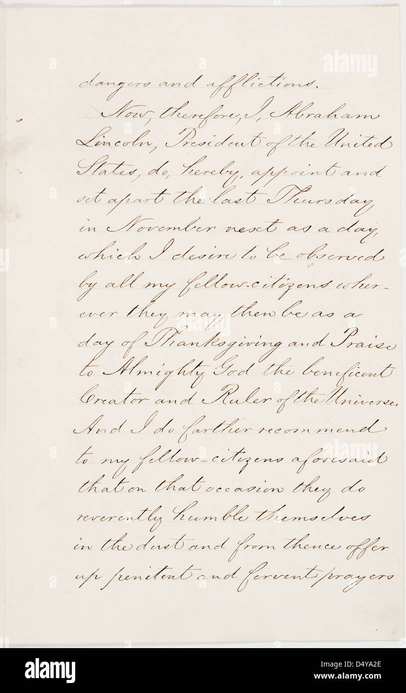 A document from 1864 showing President Abraham Lincoln's Thanksgiving ...