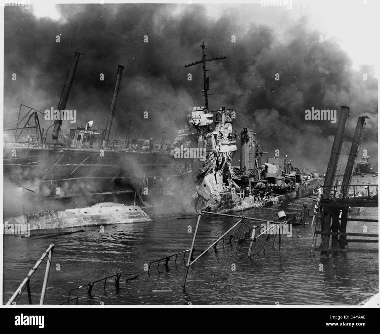 This historic naval photograph from December 7, 1941, documents the ...