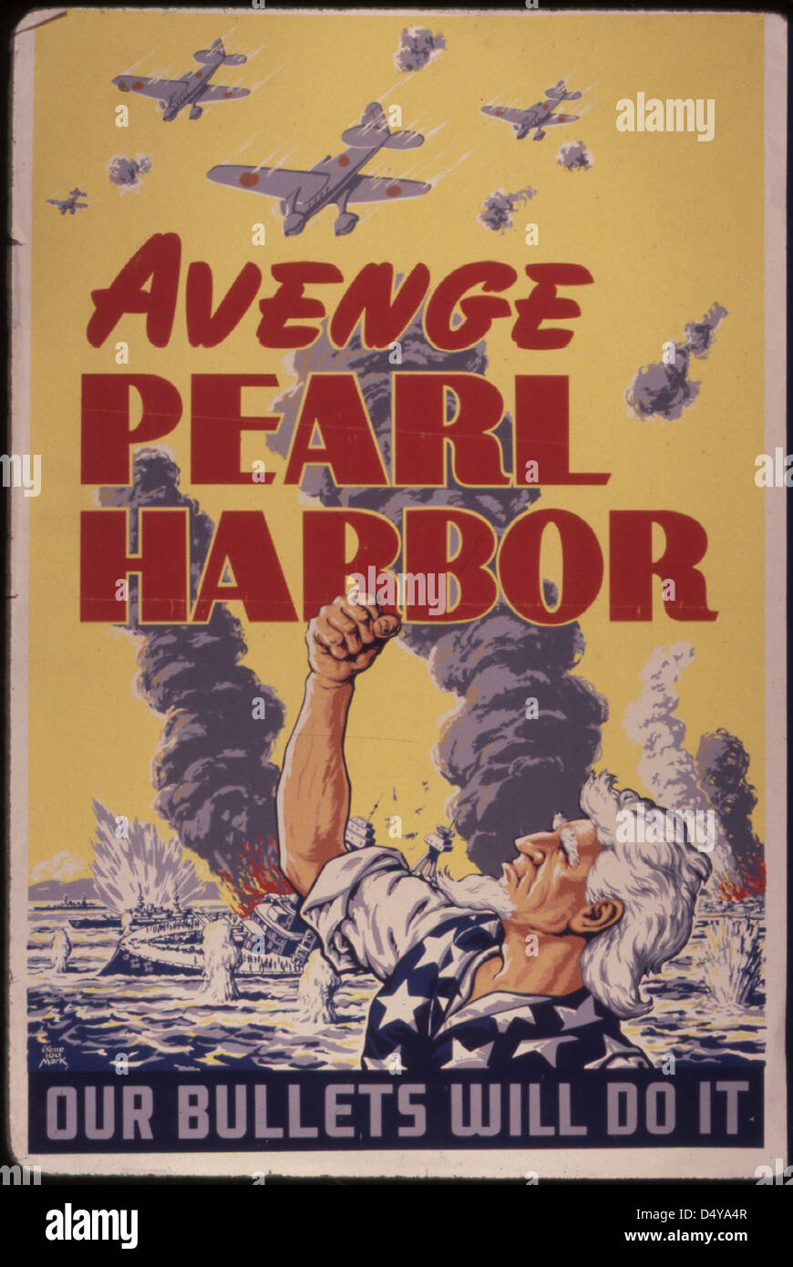A propaganda poster from 1942-1943 urging Americans to avenge the ...