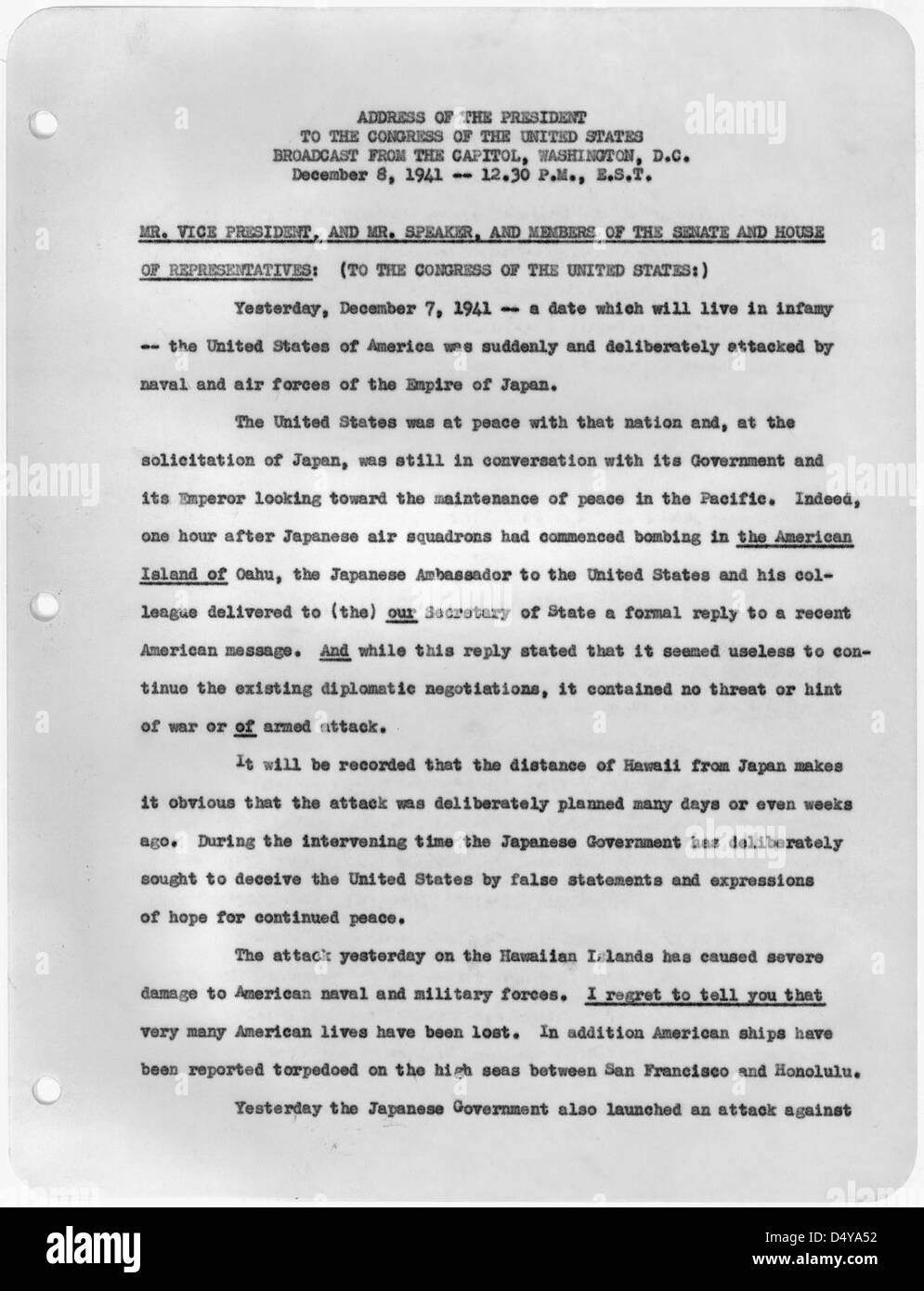 Roosevelts speech Black and White Stock Photos & Images - Alamy