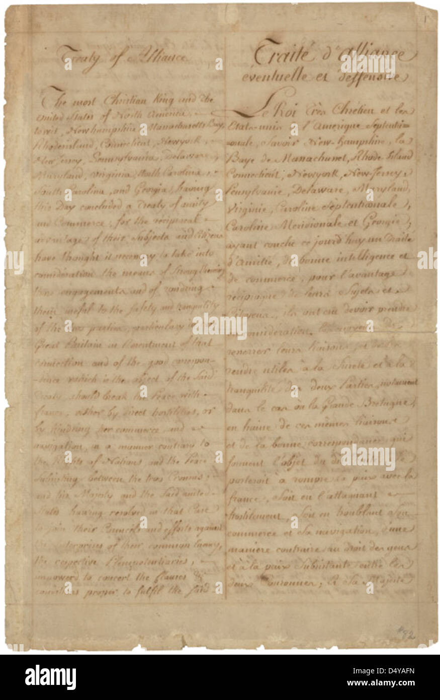 The first page of the Treaty of Alliance between the United States and ...