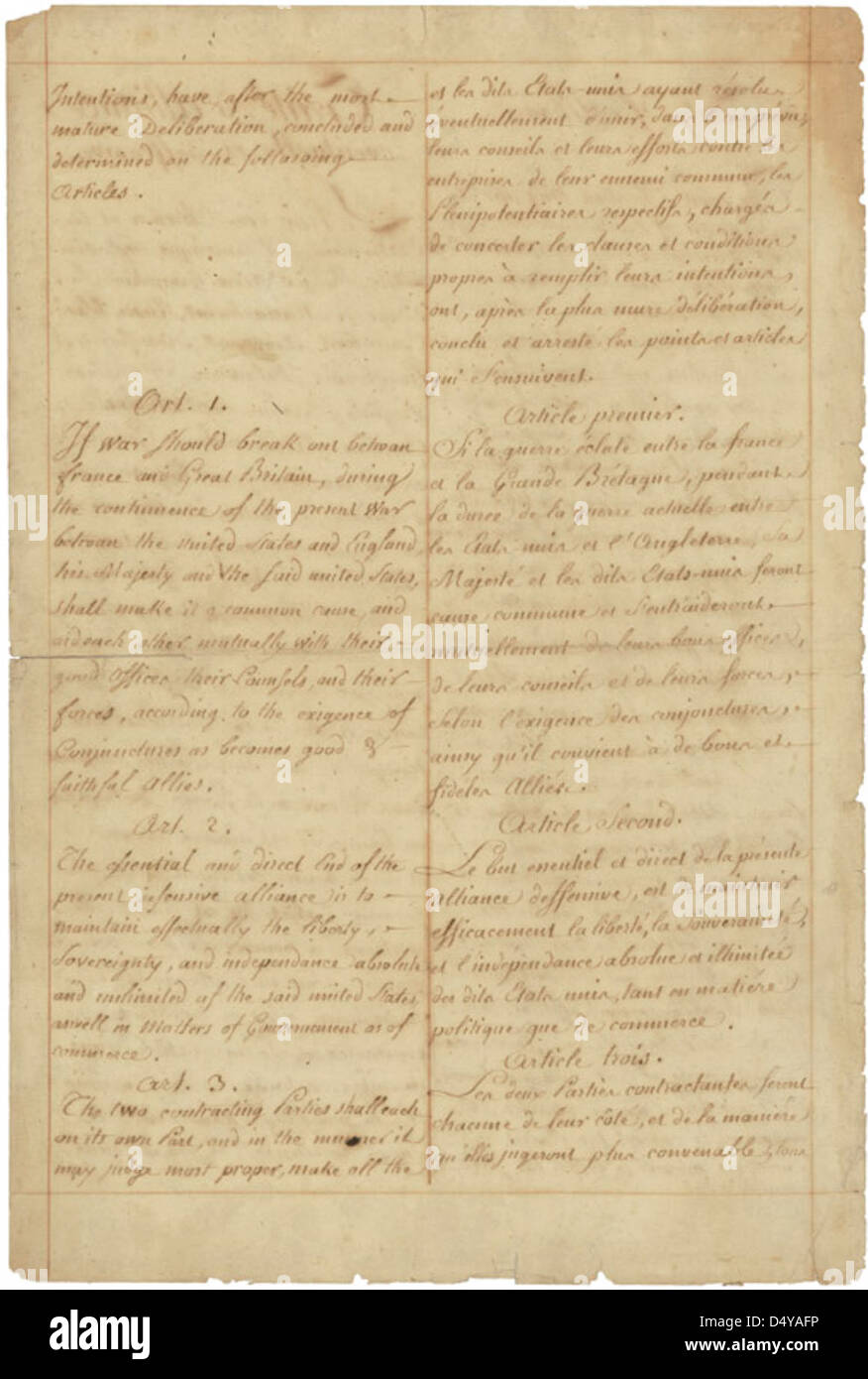 This document from February 6, 1778, showcases the Treaty of Alliance ...