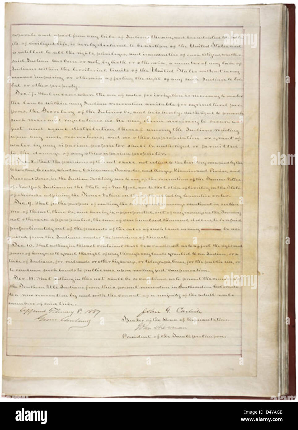 A document from February 8, 1887, illustrating the Dawes Act, which ...