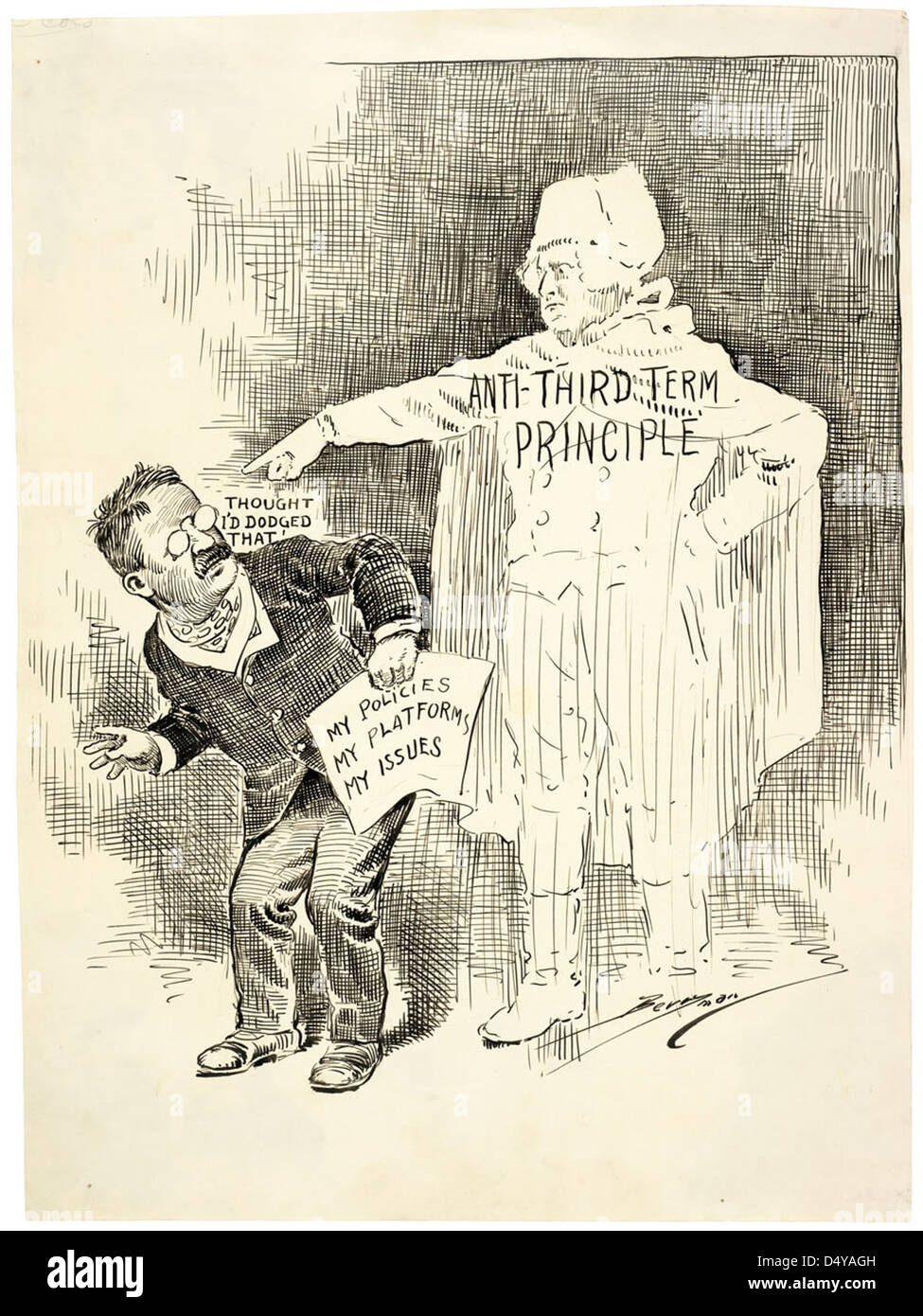 Untitled Cartoon. [Anti-Third Term Principle], 10/01/1912 Stock Photo ...