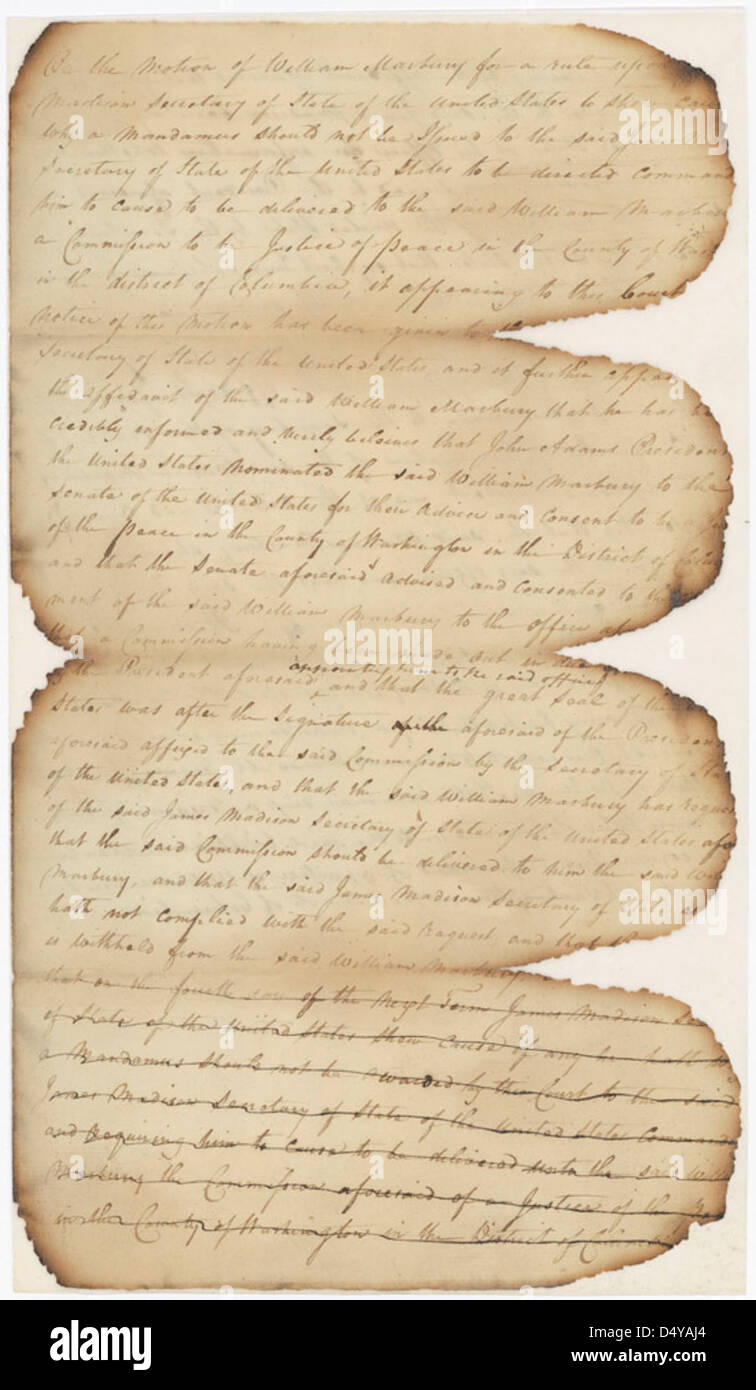 A photograph of the draft of the motion rule for Marbury v. Madison ...