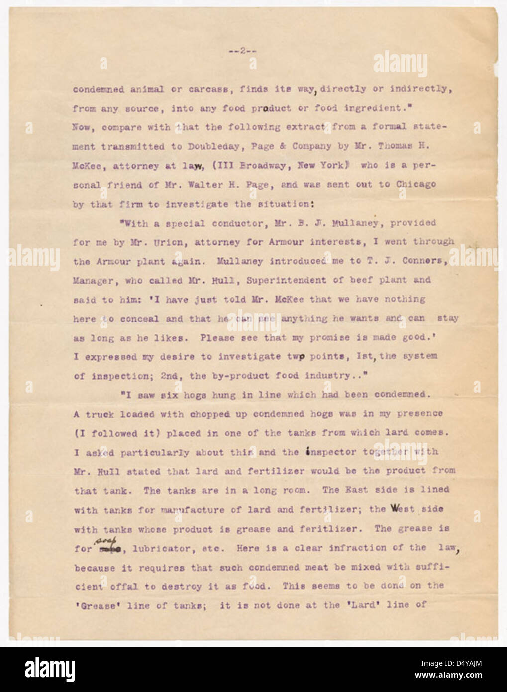 A letter from Upton Sinclair to President Theodore Roosevelt, dated ...