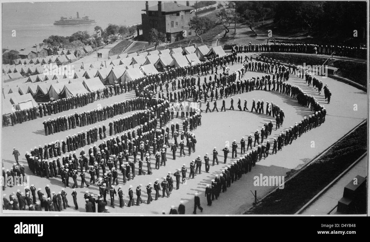 A photograph from around 1918 showing the mess formation and detention ...
