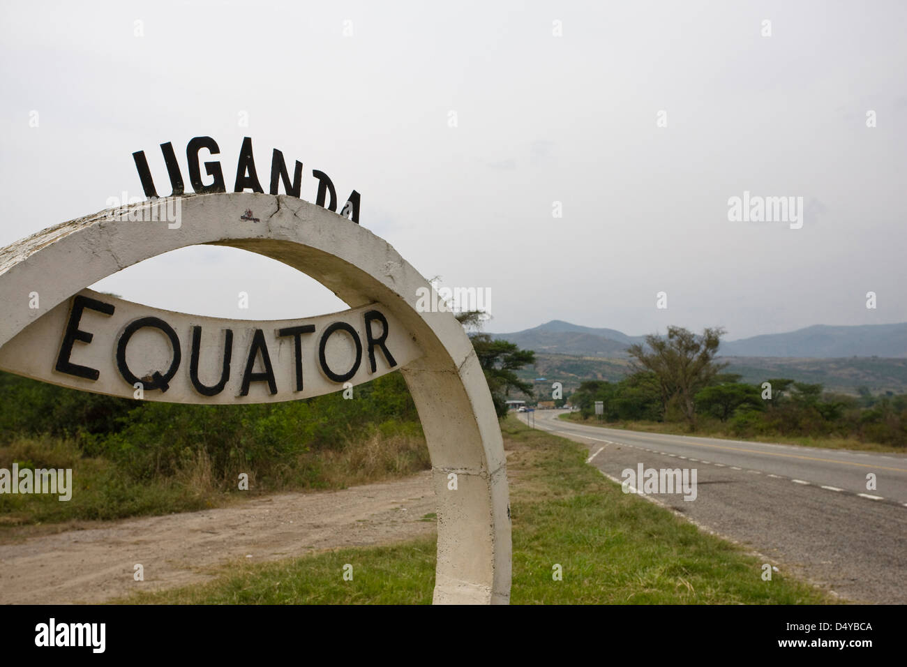 Sign of the Equator near Kasese. Uganda Stock Photo - Alamy