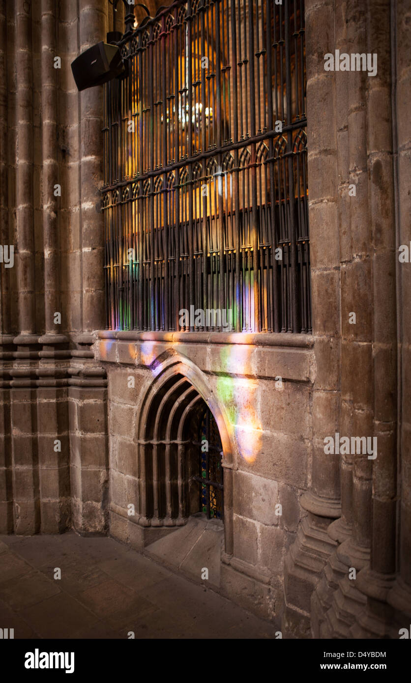 Stained glass shadows. Barcelona cathedral Stock Photo - Alamy