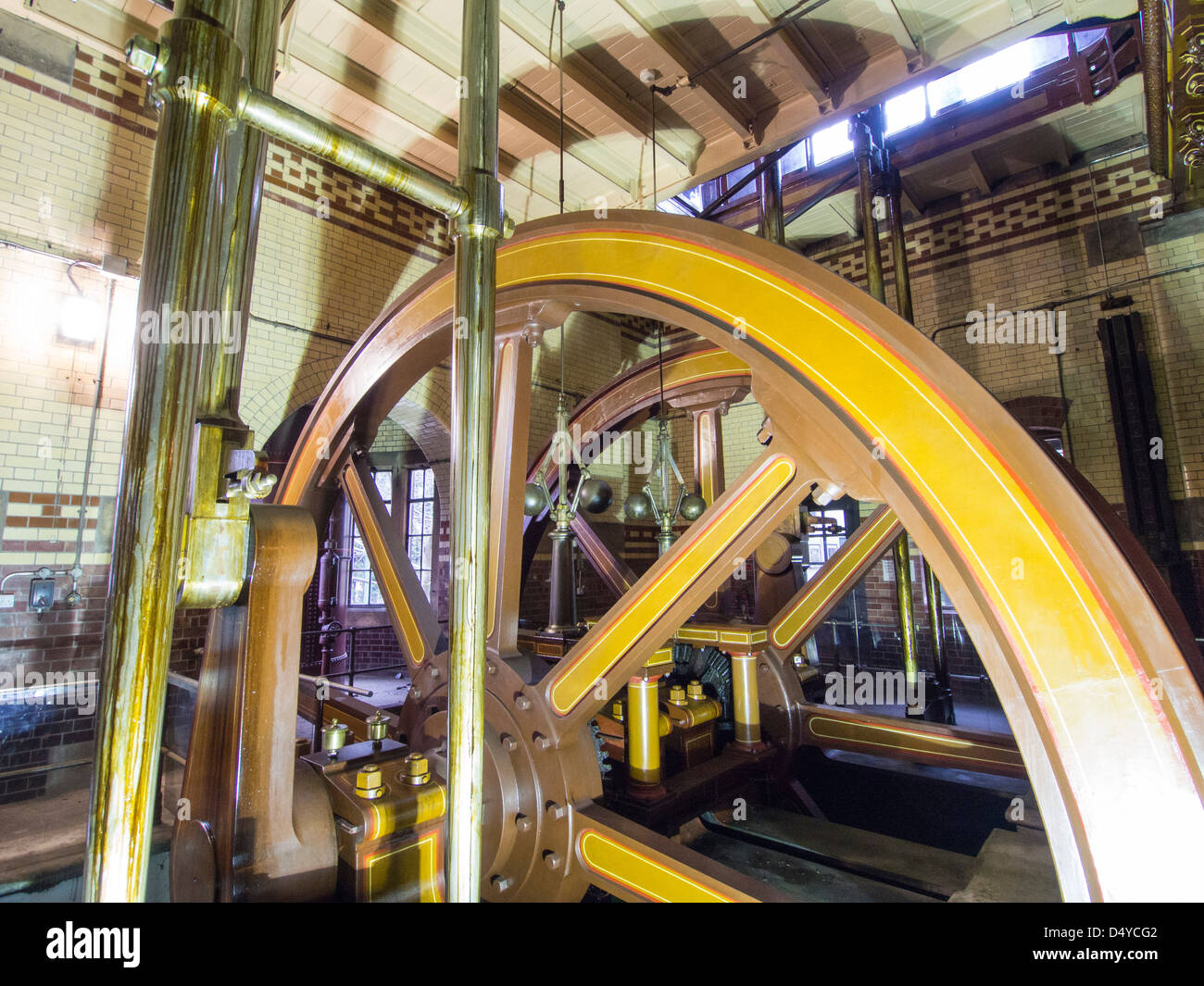 A Victorian steam engine in a sewage pumping station in Leicester, UK ...