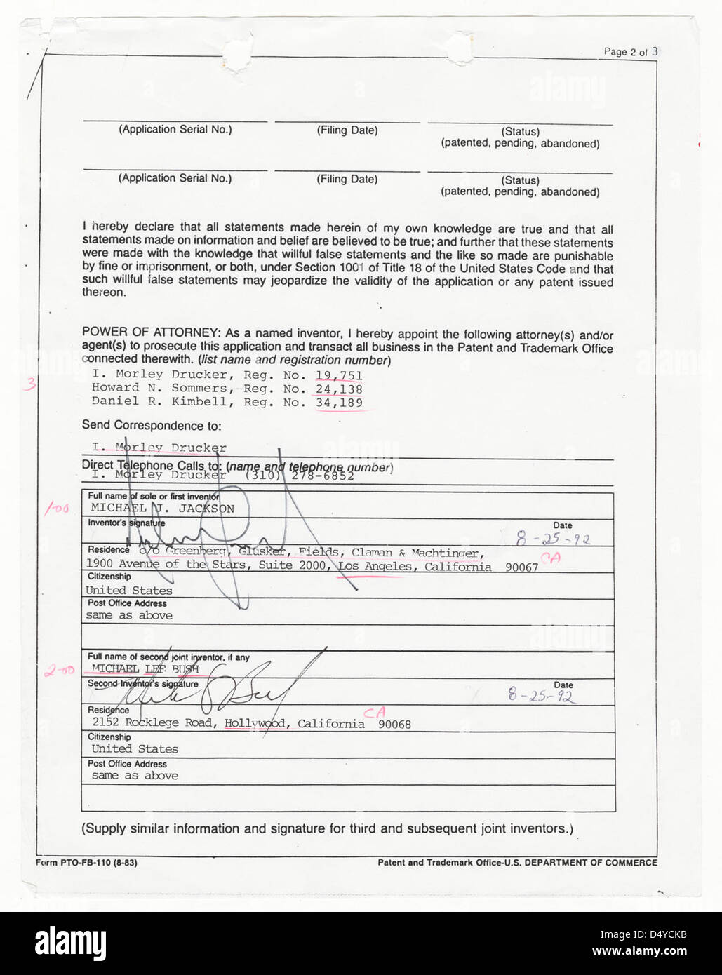 This document, dated August 25, 1992, is a Declaration and Power of ...