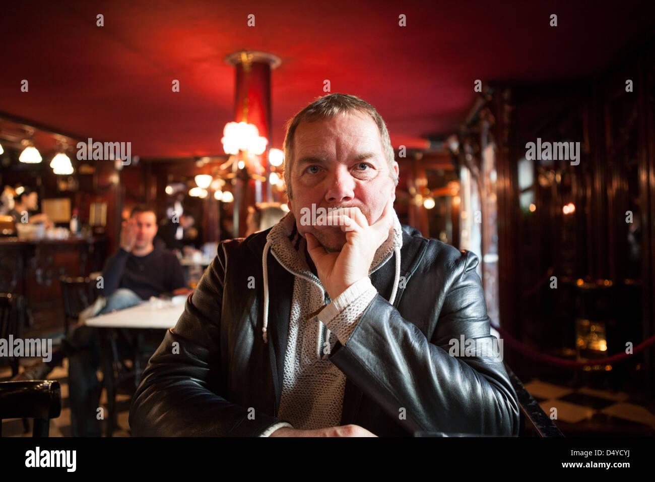 Self portrait. The photographer David Broadbent in a bar off Plaça del ...