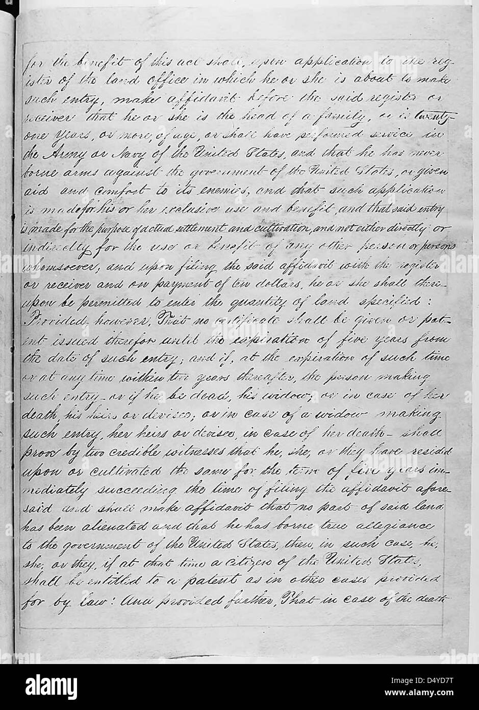 The Homestead Act of May 20, 1862, provided public land to settlers ...