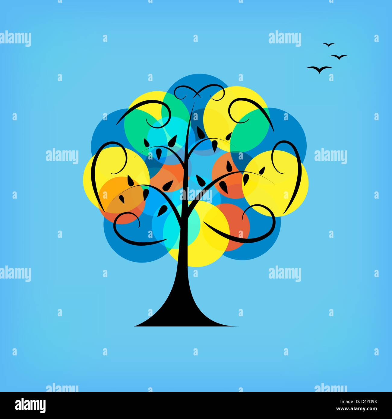 Colorful tree. Background, card, template Stock Photo - Alamy