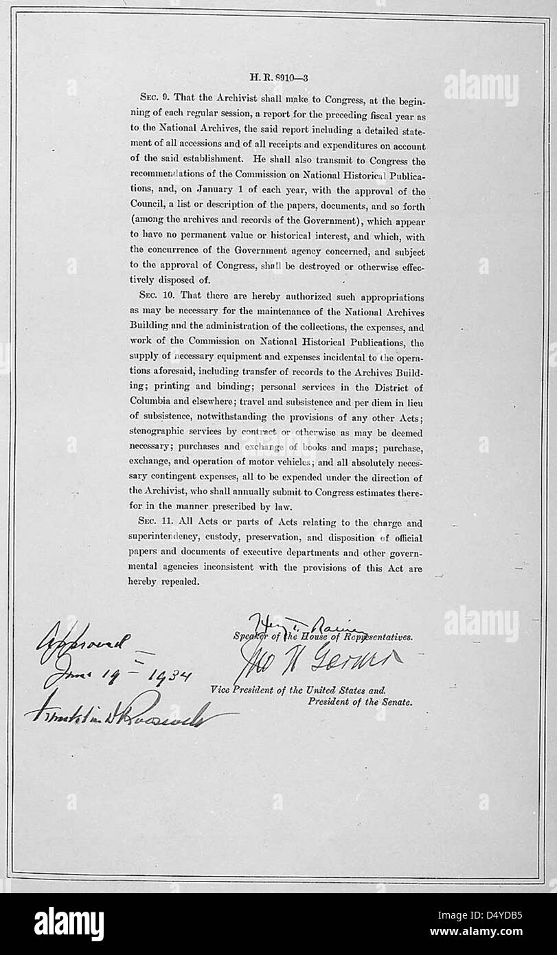 The Act of June 19, 1934, also known as the National Archives Act, is ...