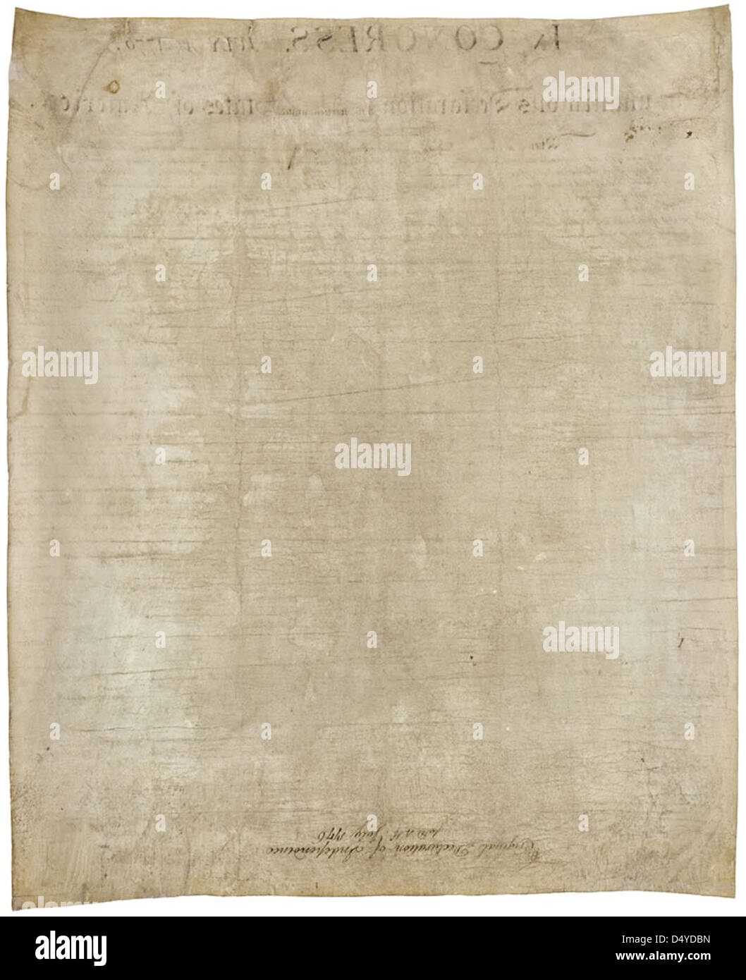 A photograph of the engrossed Declaration of Independence, dated August ...