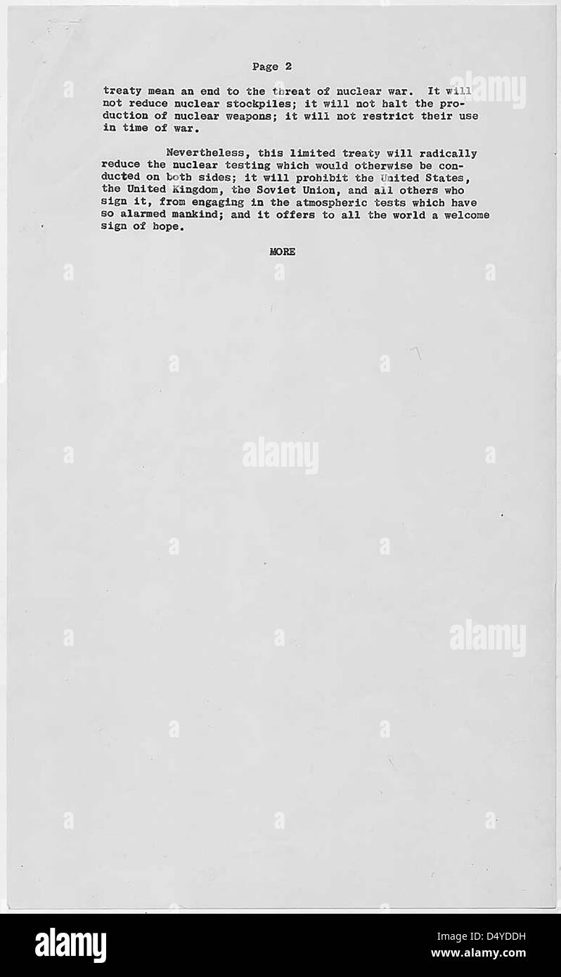 A page from the Nuclear Test Ban Treaty signed on July 26, 1963 ...