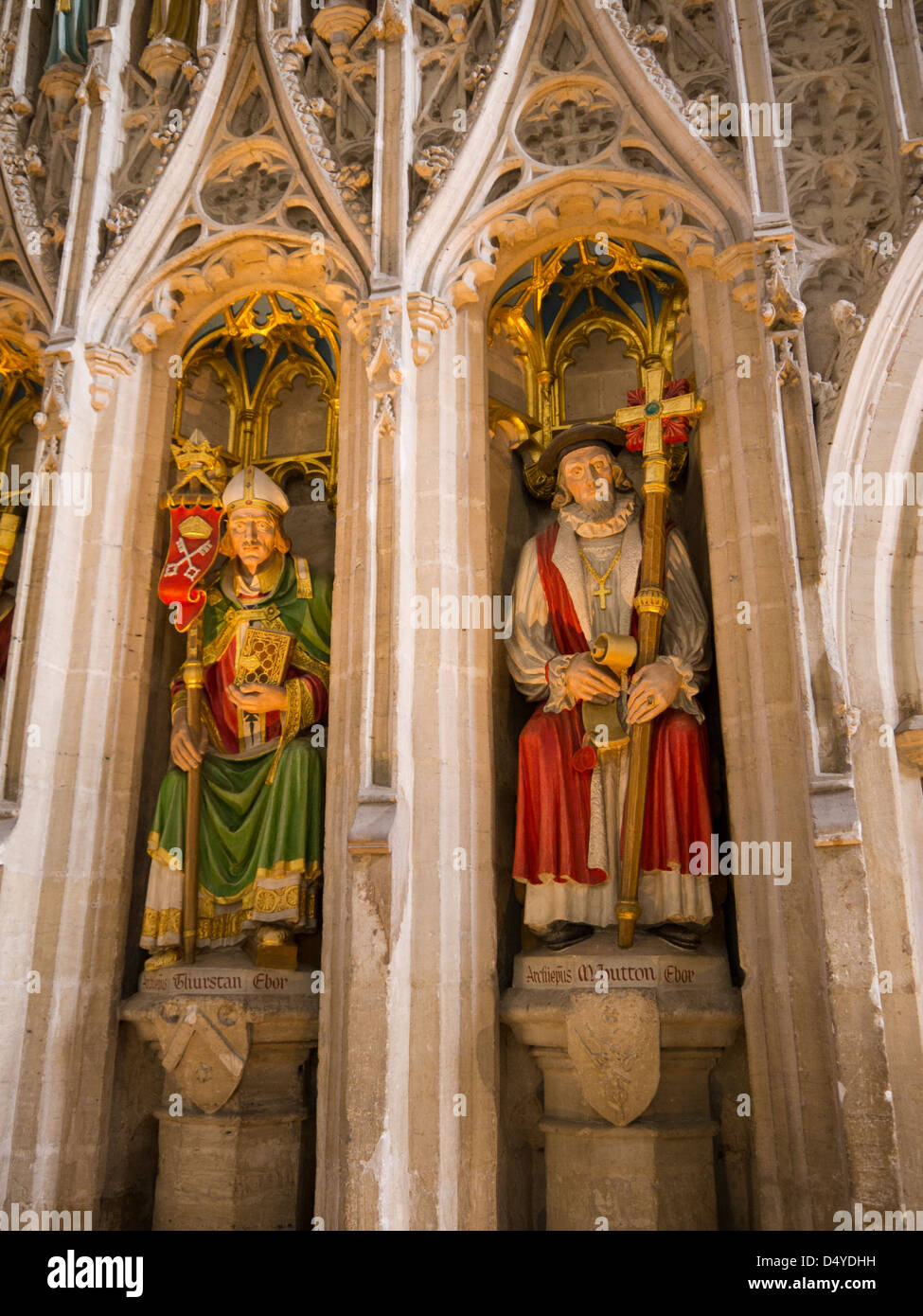 Reredos or rood screen with English Kings in Ripon Cathedral in North ...