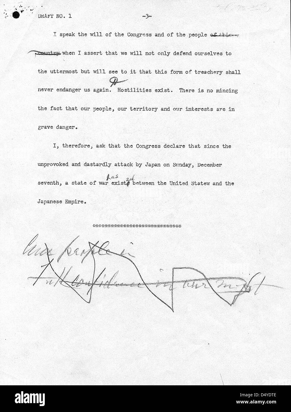 Annotated draft of President Franklin D. Roosevelt's proposed message ...