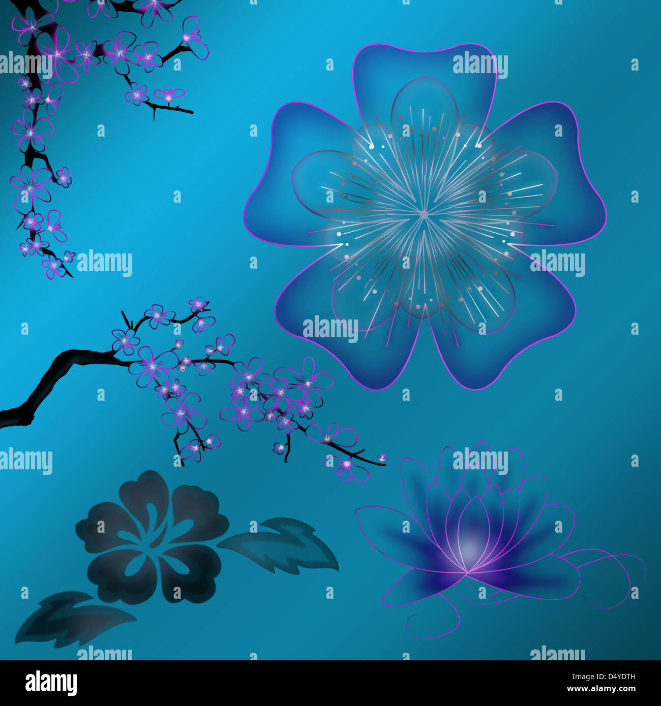 Beautiful illustrated flower background design with gradient Stock ...