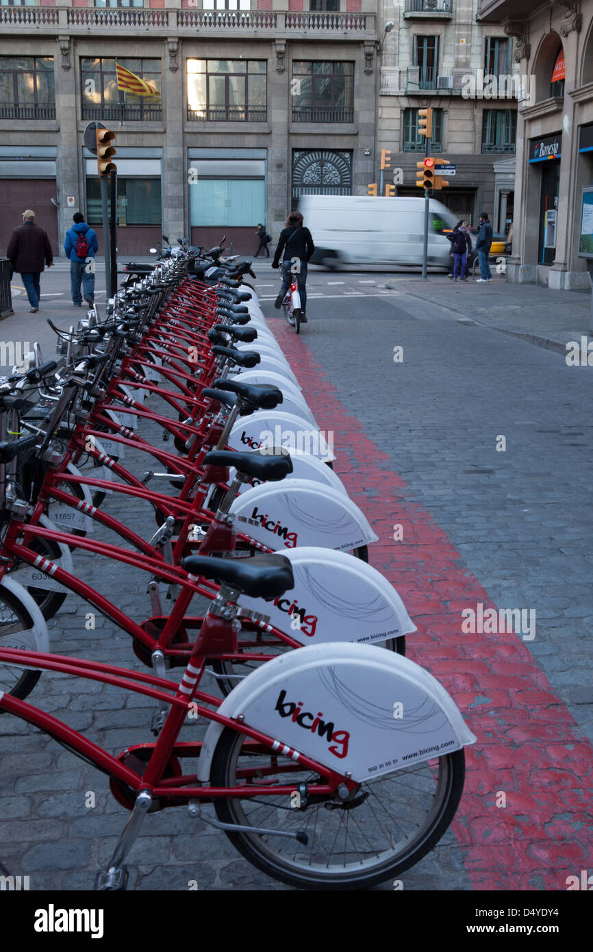 Bicing. Community urban cycle hire scheme, Barcelona, Spain Stock Photo ...
