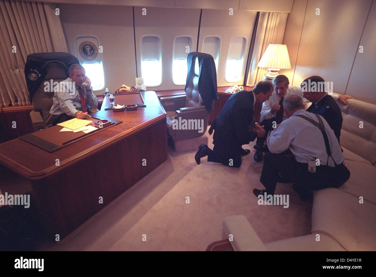 President George W. Bush talks on the telephone Tuesday, Sept. 11, 2001 ...