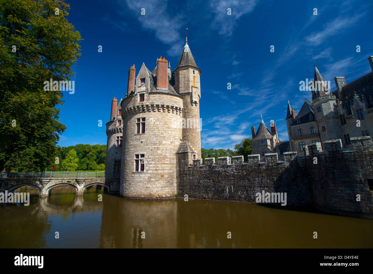 Chateau de la Bretesche, France, on lake surrounded by forest Stock ...