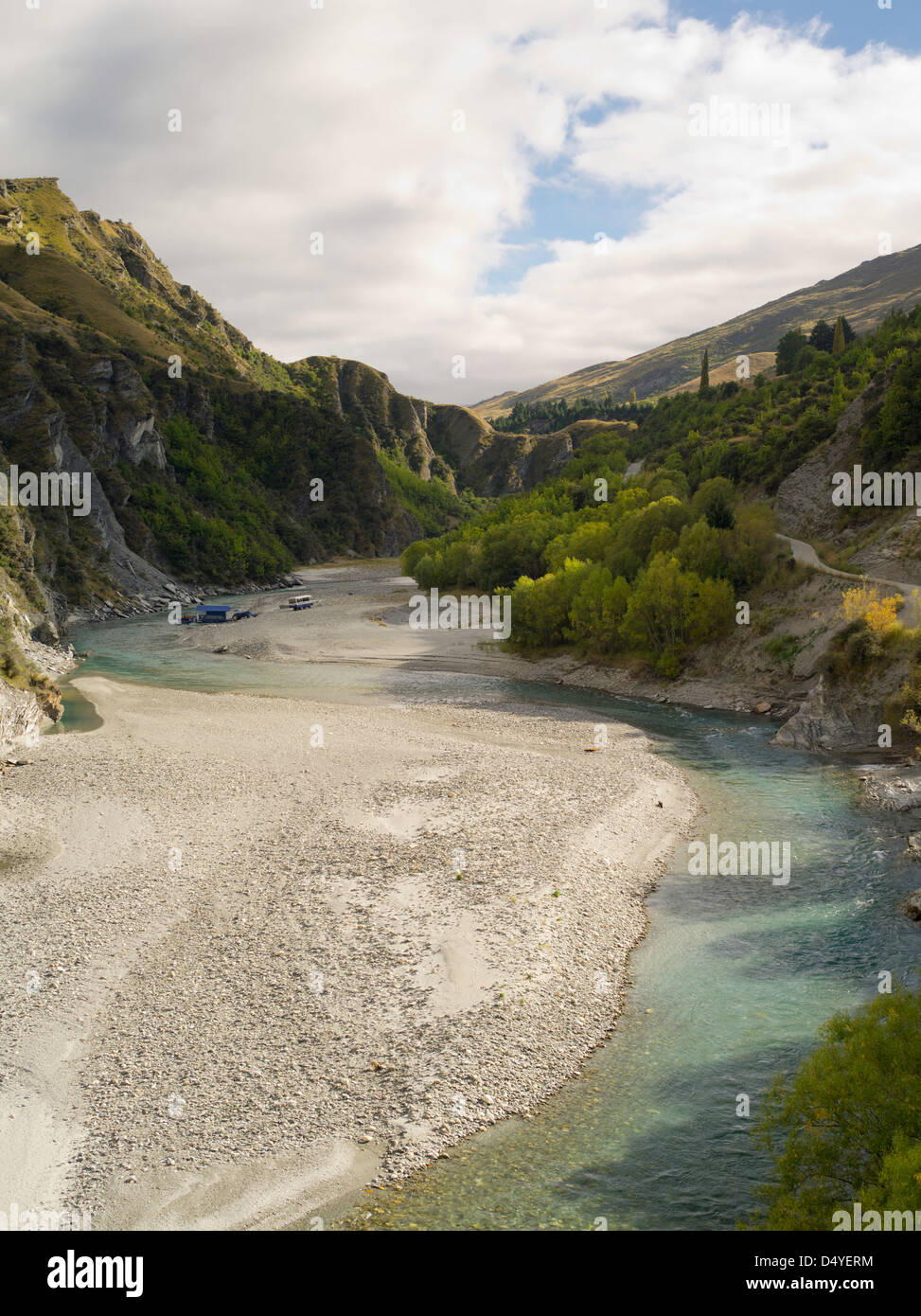 A jet boat landing site on the Shotover River for Skipper's Canyon Jets ...