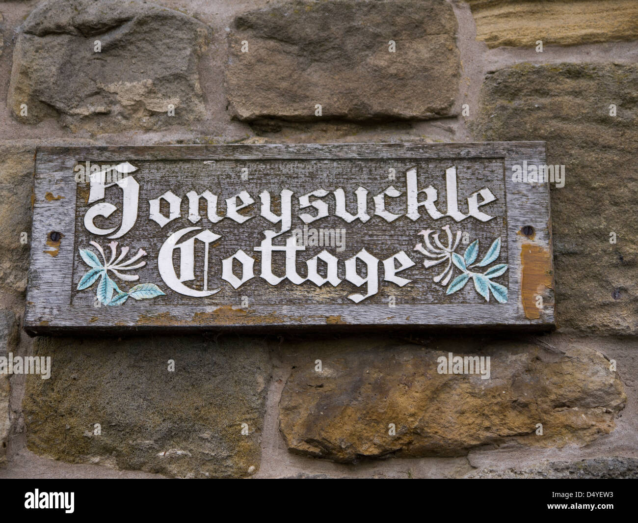 Cottage name plate in the Village of Masham in North Yorkshire England ...