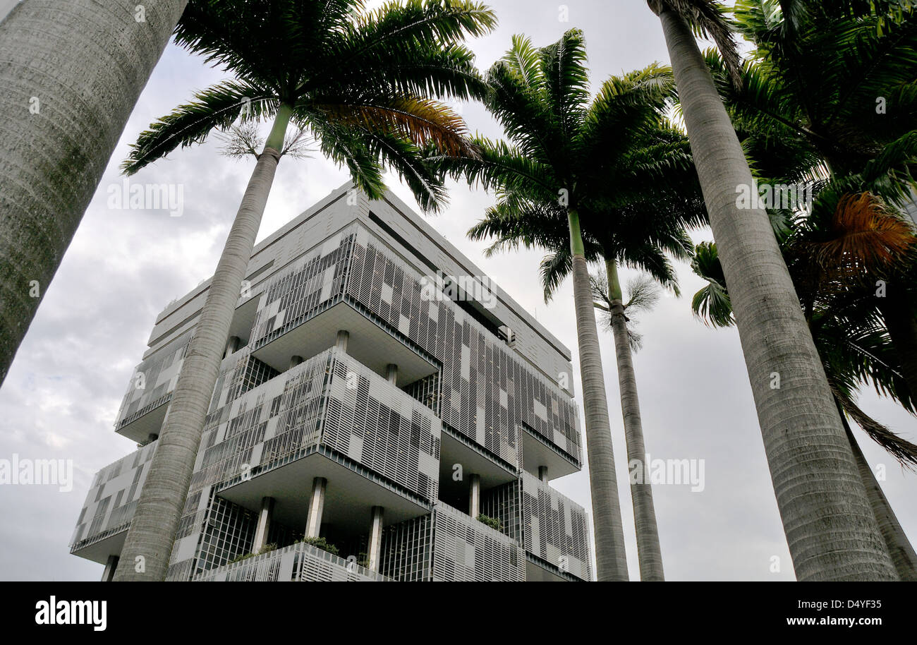 Palm Trees and Unusual Downtown Building Stock Photo - Alamy