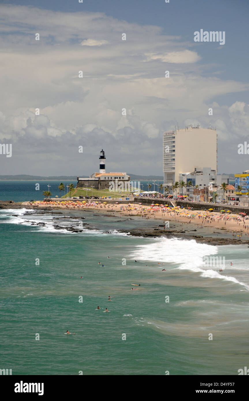 Barra Beach and Farol da Barra Lighthouse Stock Photo - Alamy