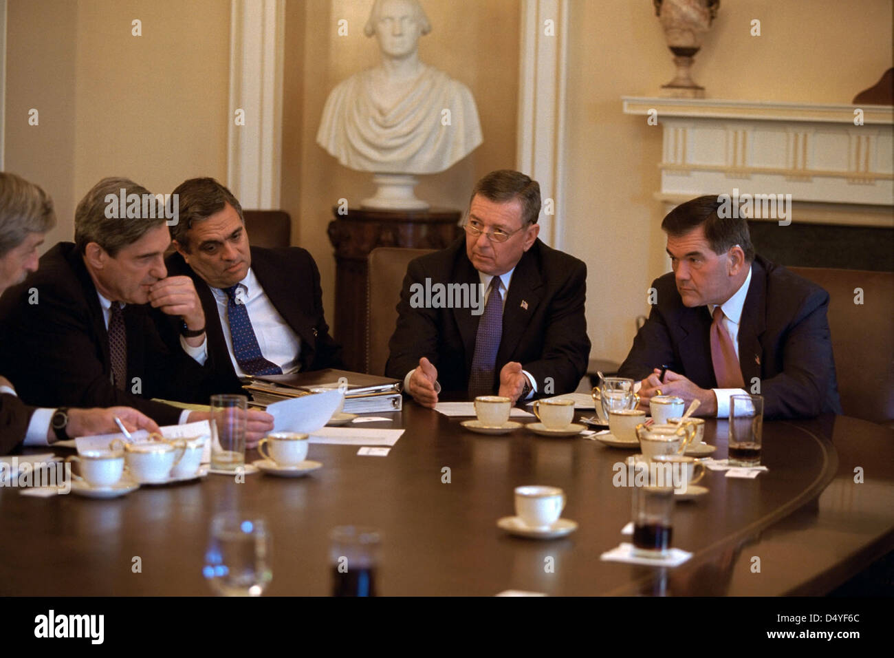 A historic photograph from October 29, 2001, showing key U.S ...