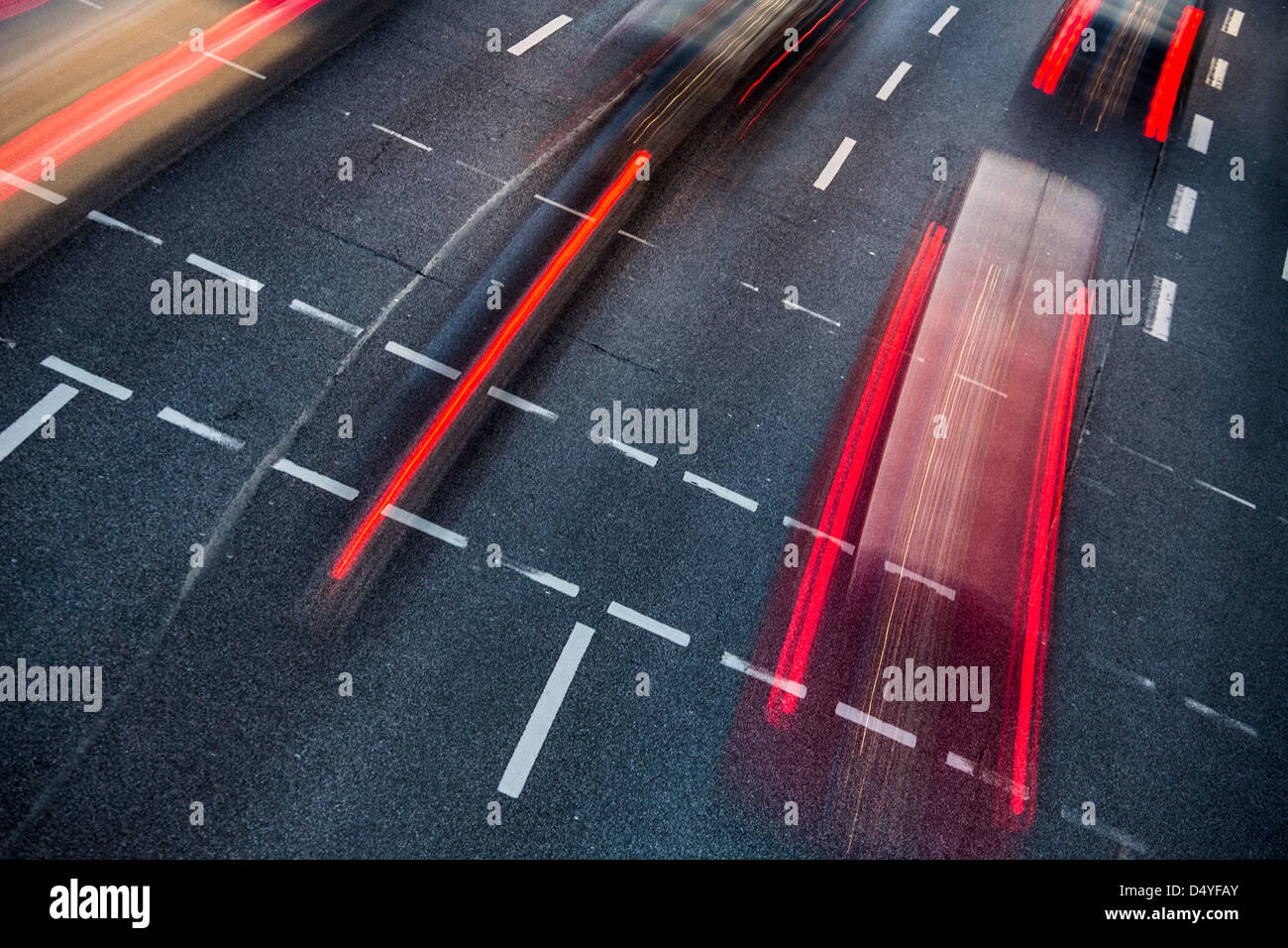 Motion blurred city road traffic (color toned image Stock Photo - Alamy