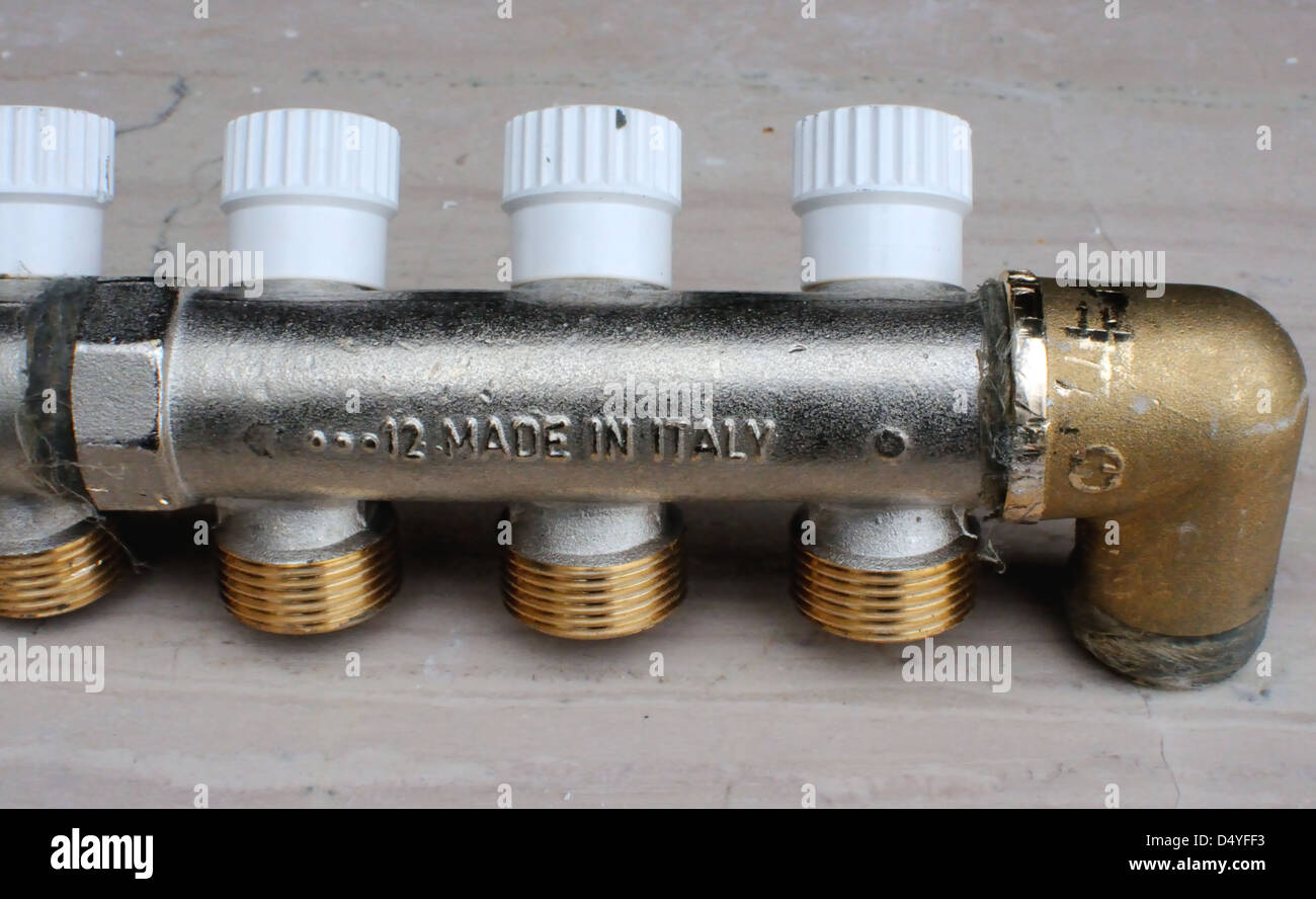 Construction site - manifolds and zone valves for heating systems Stock ...