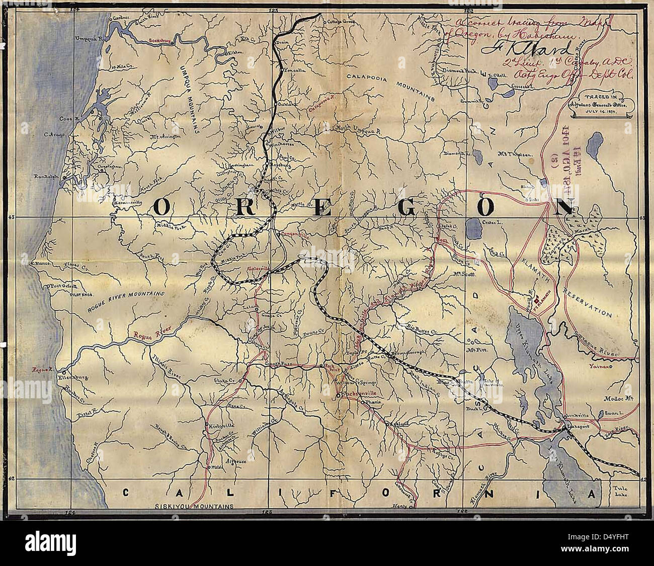A map of Oregon, traced in the Adjutant General's Office on July 14 ...