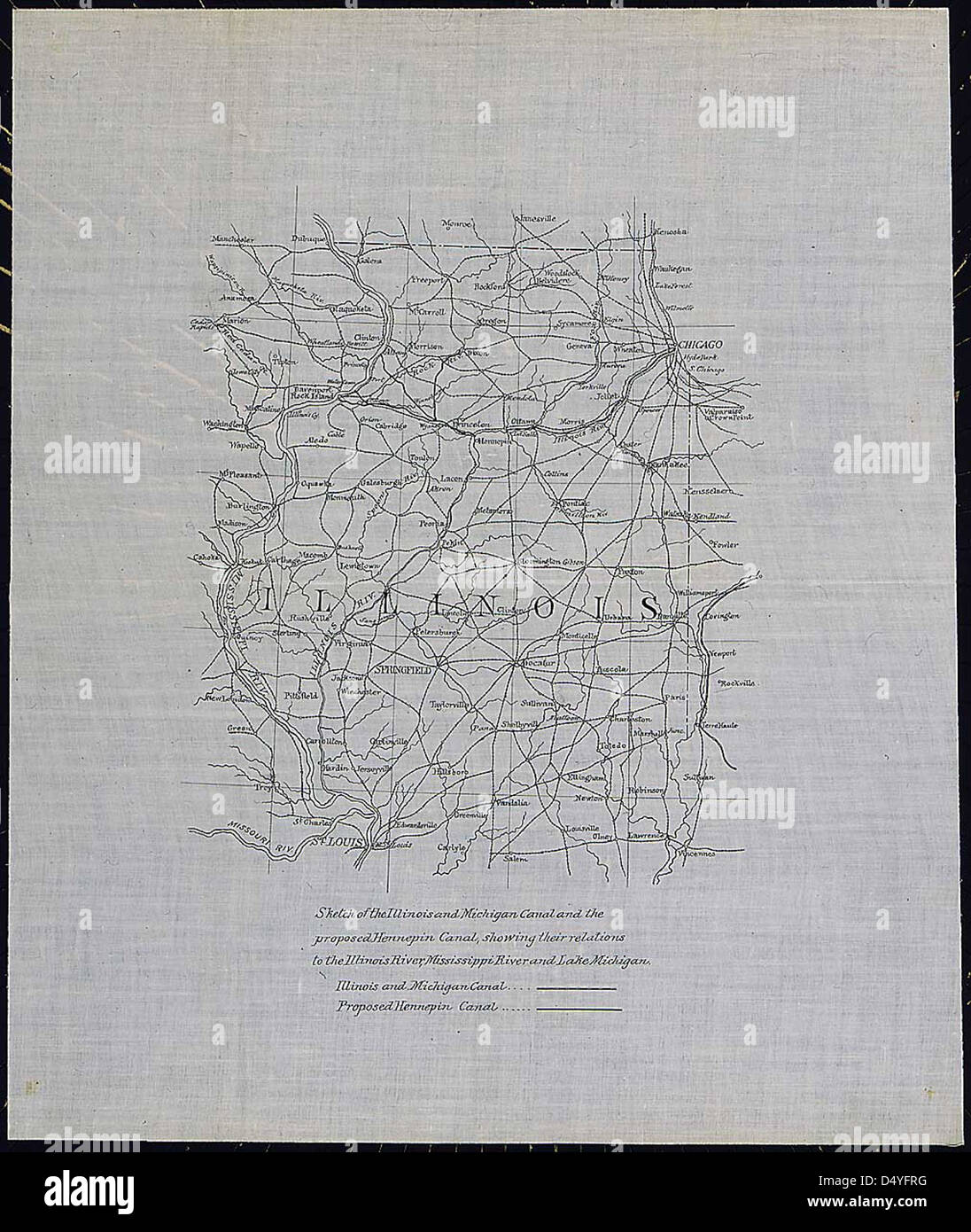 This 1883 sketch illustrates the Illinois and Michigan Canal and the ...
