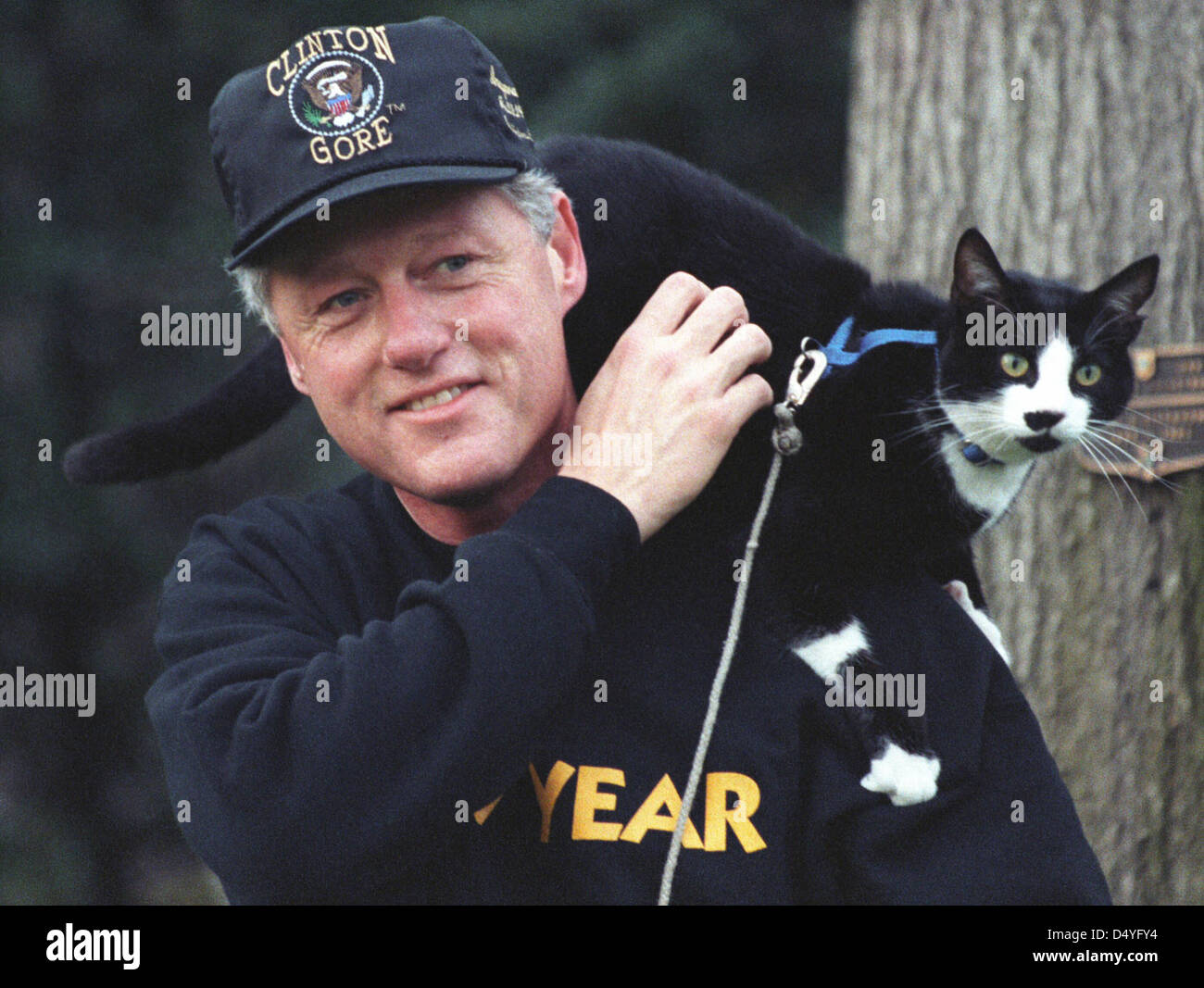 This 1993 photo shows President Bill Clinton with his cat, Socks ...