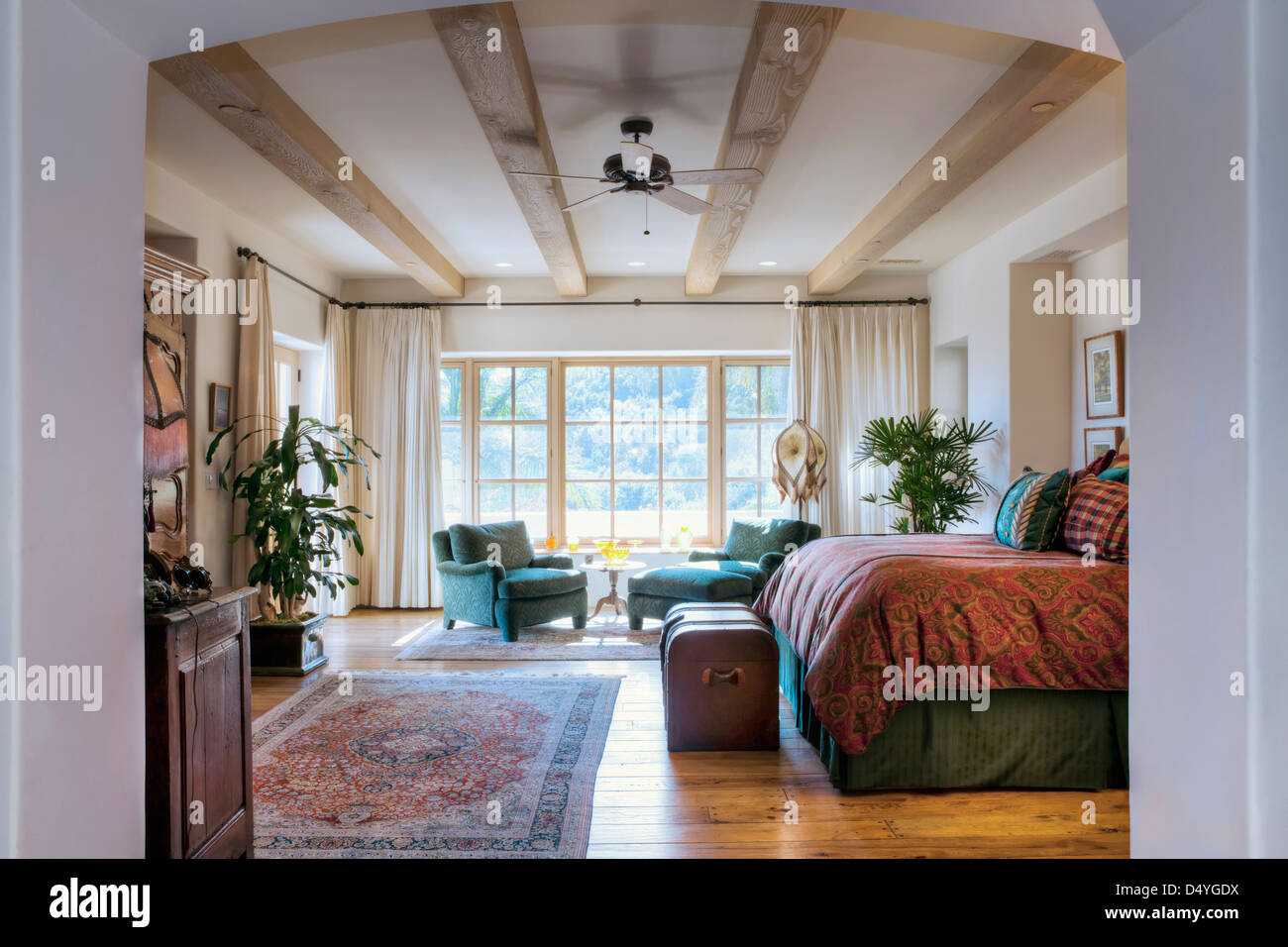 Interior of a tidy bedroom, California, USA Stock Photo - Alamy