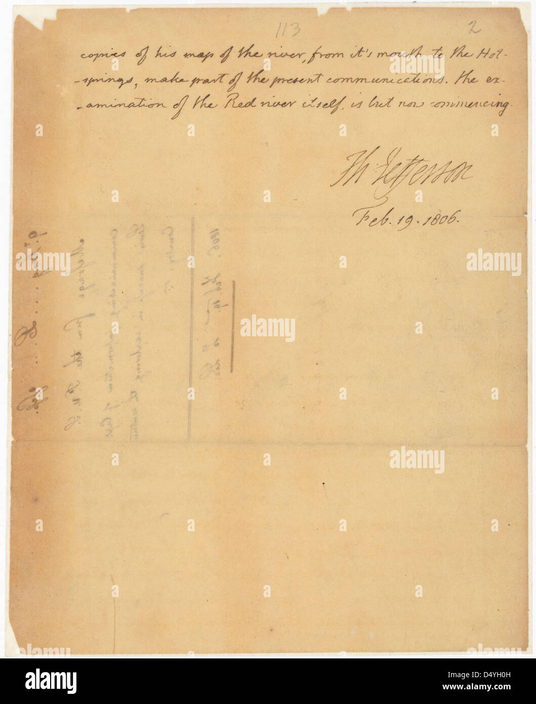A historical document from February 19, 1806, presenting President ...
