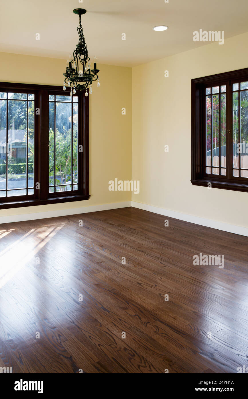 Chandelier hanging in empty room, Pasadena, California, USA Stock Photo ...