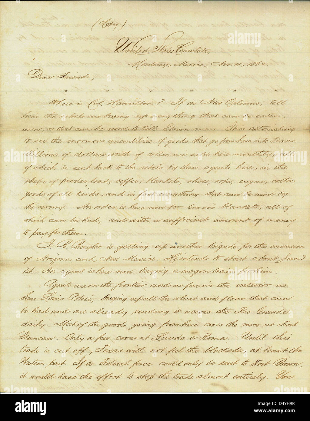 A letter from M.M. Kimmy, the U.S. Vice Consul in Monterrey, Mexico ...