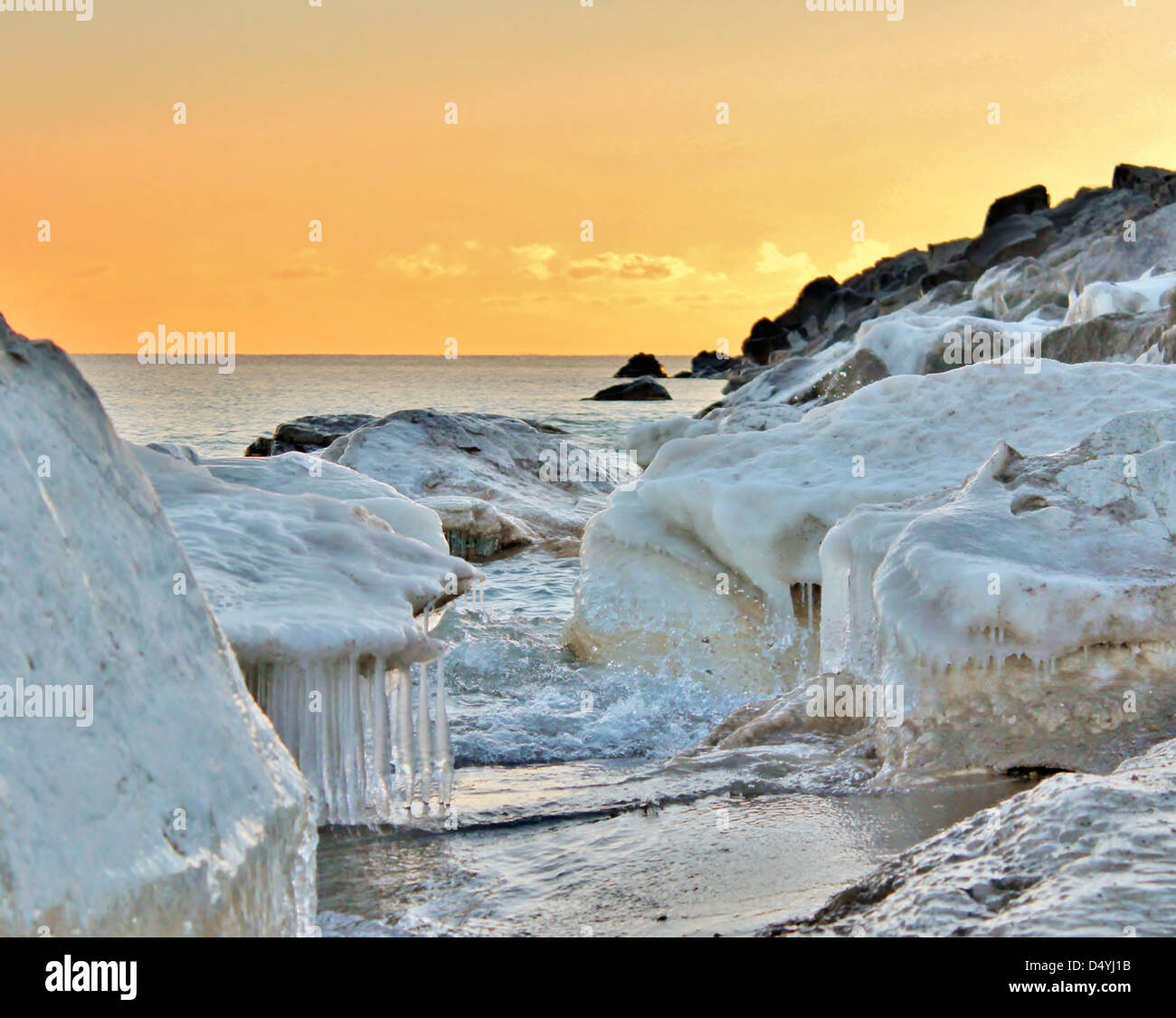 The Creation of Ice. Frozen Great Lakes Landscape Stock Photo - Alamy