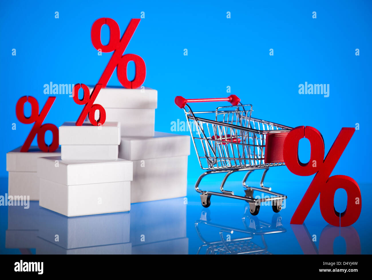 Shopping supermarket cart, percent sign Stock Photo - Alamy