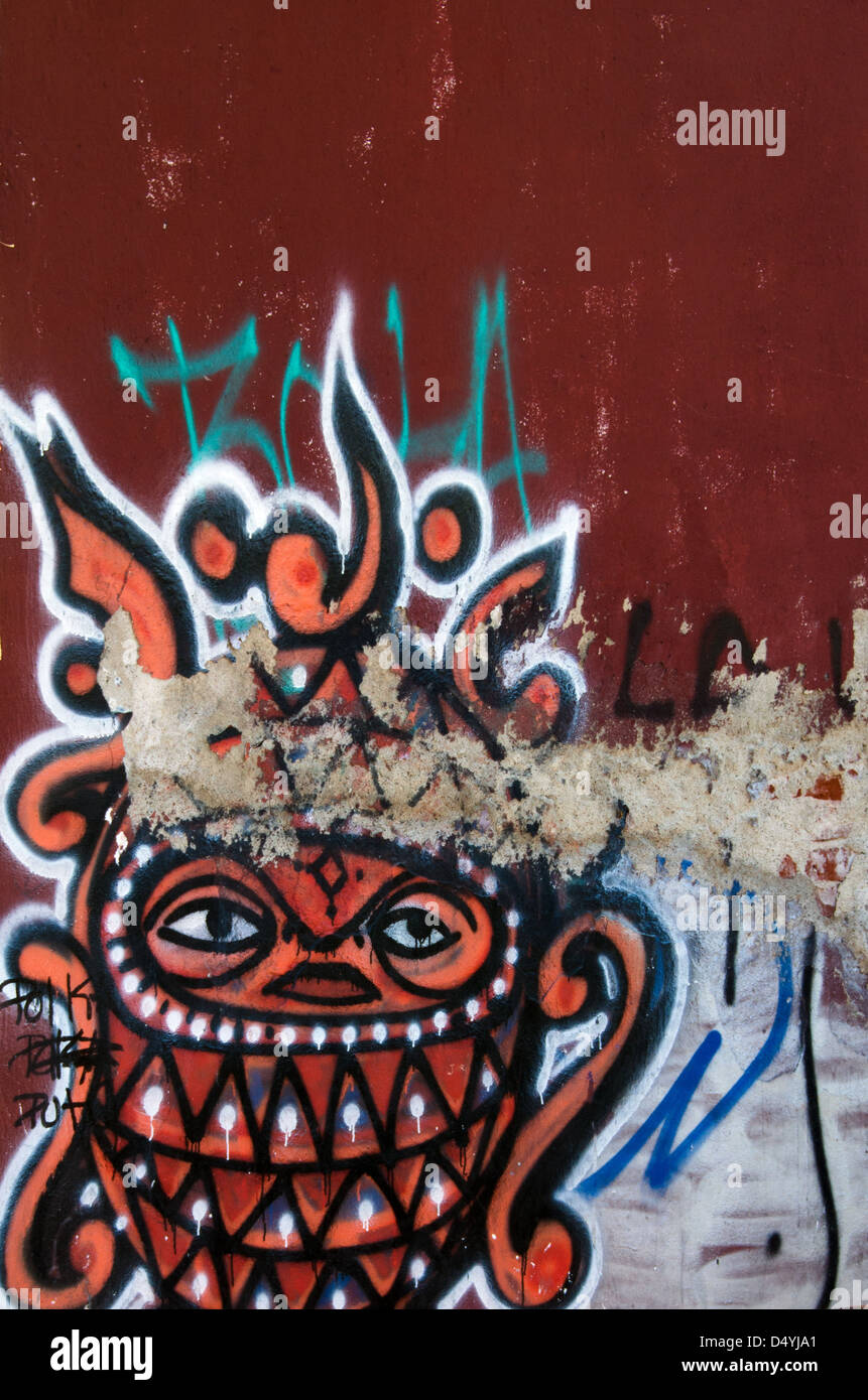 Graffiti on plaster wall in Oaxaca, Mexico, attributed to Begor, aka ...