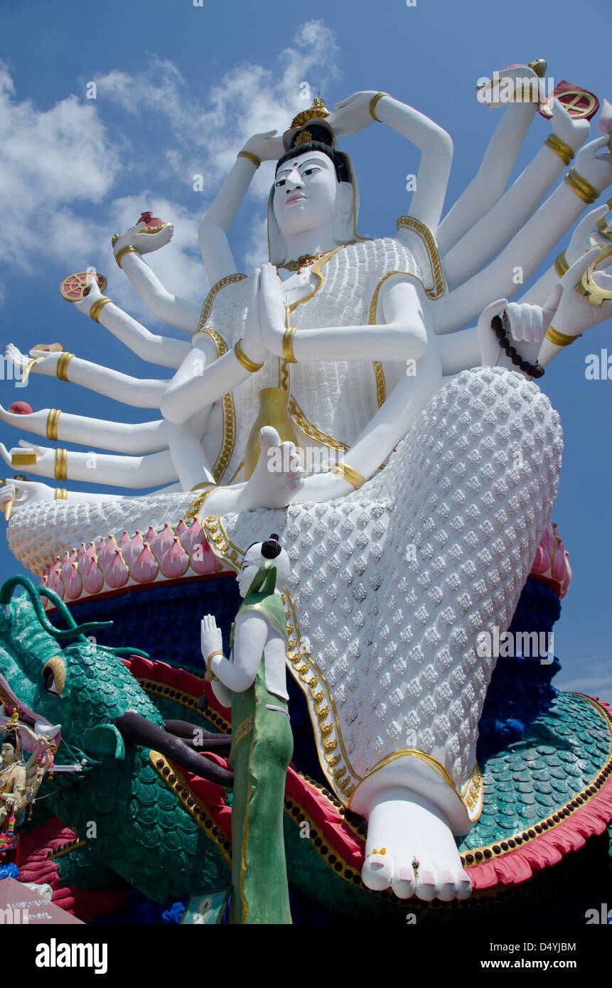 Thailand, Ko Samui (aka Koh Samui). Wat Plai Laem. Giant statue of Kwan ...