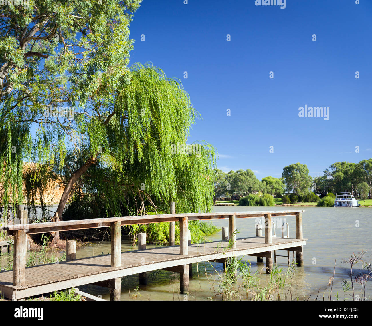Wooden jetty along the Murray River, South Australia Stock Photo - Alamy