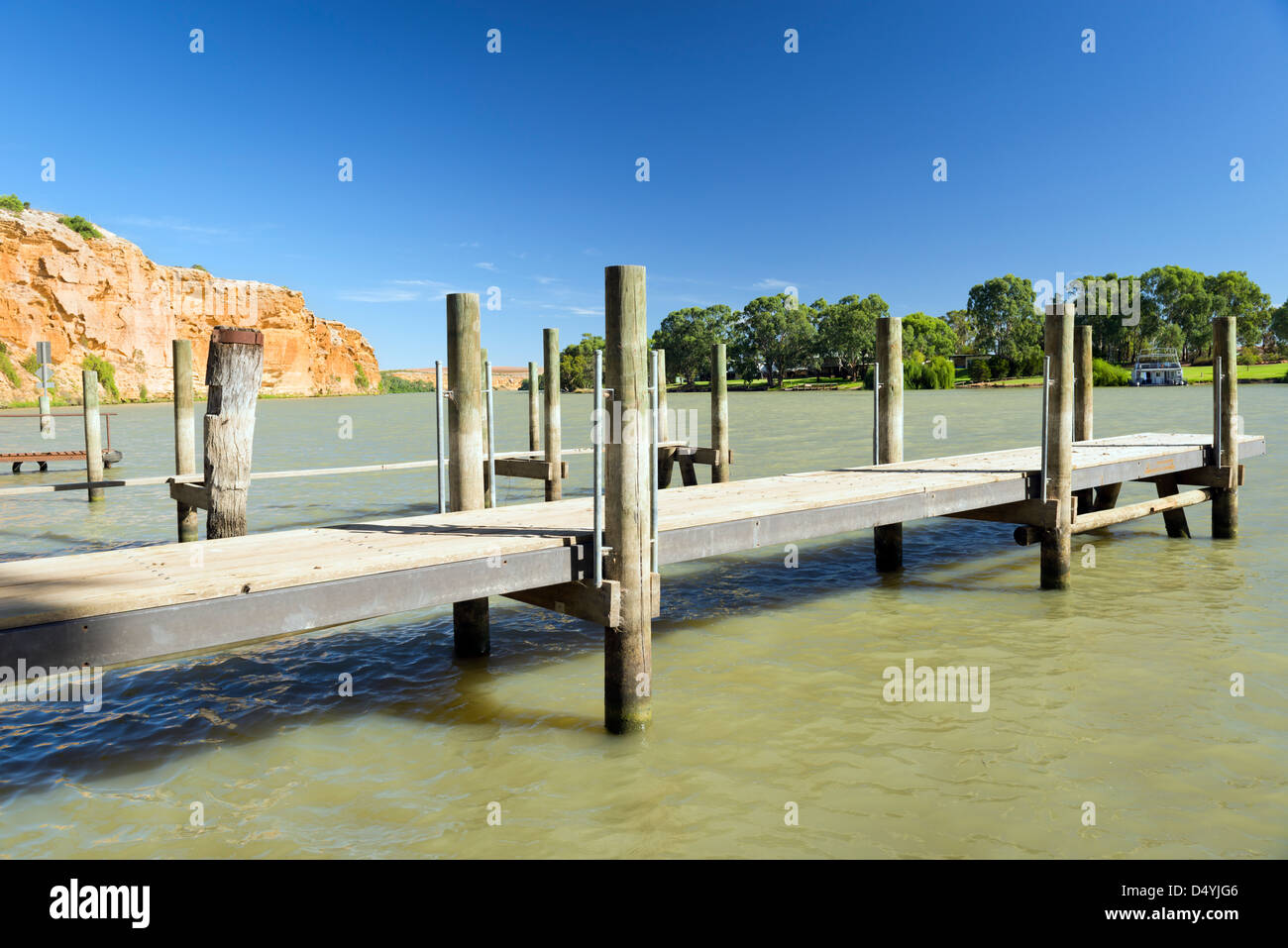 Wooden jetty along the Murray River, South Australia Stock Photo - Alamy